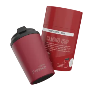 Fressko Camino 12oz / 340ml Reusable Coffee Cup, Ceramic Rouge - Red