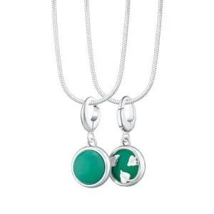 LILY CHARMED Sterling Chrysoprase Healing Stone Necklace With Round Snake Chain Happiness Charm Necklace - Silver