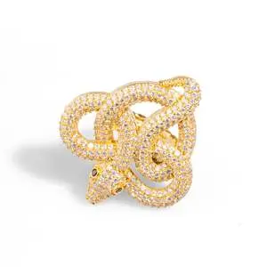 EBRU JEWELRY Majestic Diamond Snake Chunky Adjustable Ring - Gold