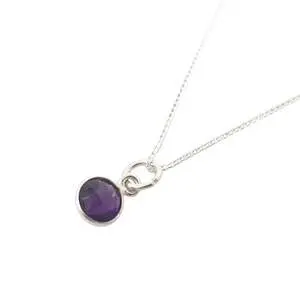 HARFI Mini Amethyst Charm February Birthstone Necklace - Silver