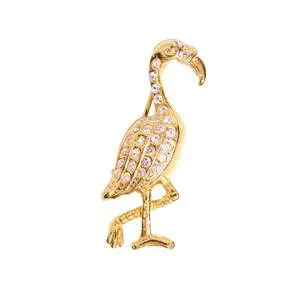 CARAMEL VINTAGE JEWELLERY Plated Flamingo Crystal Brooch - Gold