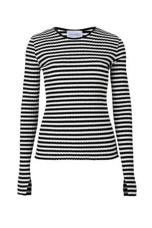 SALANIDA Brera Ribbed Long-sleeve Top Stripes - Black