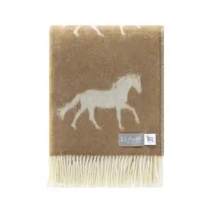 J.J.Textile Brown / White Brown Horse Wool Throw - Brown/white