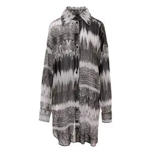 CONCEPT A TROIS Oversized Silk Veil Shirt - Black