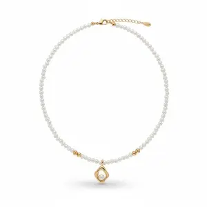 ANGEL BAROCCO Bead Silver & Pearl Necklace - Gold