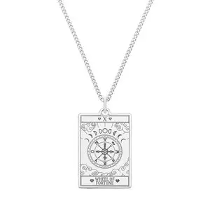 CARTERGORE Large Sterling Silver “the Wheel Of Fortune” Tarot Card Necklace - Gray