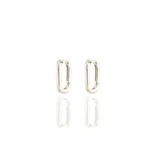 Kris Nations Oval Huggie Hoop Earrings Sterling - Silver