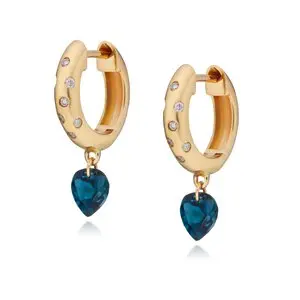 PREETI SANDHU Gold / Blue Rangoli Sapphire Hoops - Gold/blue