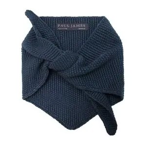 PAUL JAMES KNITWEAR Cotton Aisnee Textured Mini Neckerchief Melange - Blue