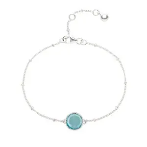 AUREE JEWELLERY Blue / Silver Barcelona Silver March Birthstone Bracelet Blue Topaz - Blue/silver