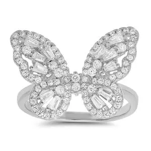 KYLIE HARPER Baguette Diamond Cz Butterfly Ring - Silver