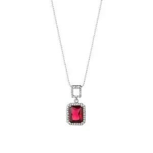 CHIARELLA Silver / Red Passion Necklace- Fuchsia - Silver/red