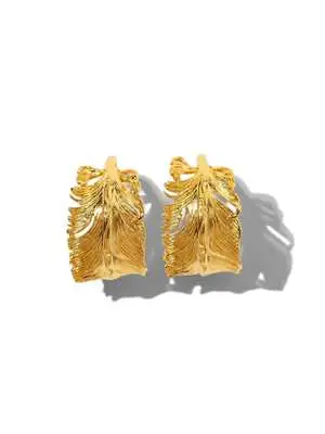 JAREDJAMIN Plume Hoop Post Earrings - Gold