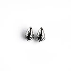 SUPERDIVAJEWELLERY Teja Gemstone Pear Drop Earrings - Silver