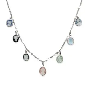 VINTOUCH ITALY Mini Cameo Multicolor Necklace - Gray