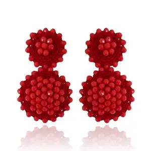 PINAR OZEVLAT Sunflower Drop Earrings Cherry - Red