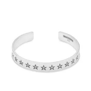 CARTERGORE Sterling Etched Stars Bangle Medium Size - Silver