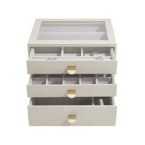 STACKERS Neutrals Oatmeal Classic Jewelry Box With Drawers - Black