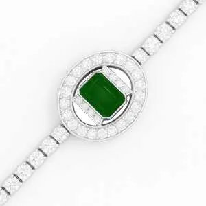 MAISON DE GALA Silver / Green Emerald Glow Bracelet - Silver/green