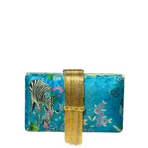 SIMITRI Safari Fringe Clutch Bag - Blue