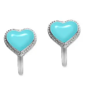 Grossé Silver / Blue Platinum & Light Blue Enamel Heart Clip On Earrings, Series Pop Heart - Silver/blue