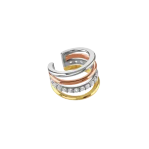 LUCY QUARTERMAINE Waterfall Multitone Ear Cuff With White Topaz - Silver