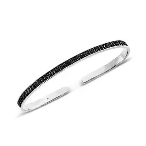 SALLY SKOUFIS Sterling Silver & Platinum Black Diamond Cuff - Black/silver