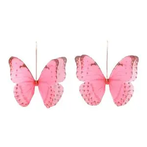 Oana Savu Oana Savu Silk Butterfly Earrings With Gold Wire Pink/silver