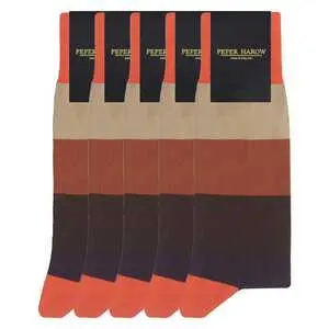 PEPER HAROW - MADE IN ENGLAND Grooms’s Socks Bundle Block Stripe Autumn - Orange