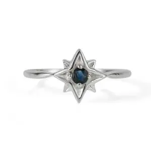 CHARLOTTE'S WEB JEWELLERY Silver / Blue Guiding North Star Silver Ring Sapphire - Silver/blue