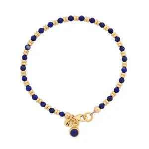 NELLOU JEWELLERY Linear September Birthstone Bracelet Lapis Gold Plated Sterling Silver - Blue