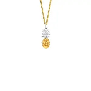 TRUE ROCKS 2tone 18kt Plated & Sterling Silver Mini Pineapple Pendant On Chain - Gold