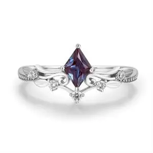 AZURA JEWELRY NEW YORK Victorian Lace Alexandrite Ring Solid White Gold - Silver