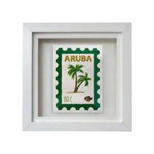 LILLY LOVES Aruba Embroidered Stamp Artwork - White