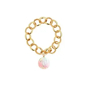ORA PEARLS Aelia Sun Opal Chain Ring Gold - Yellow
