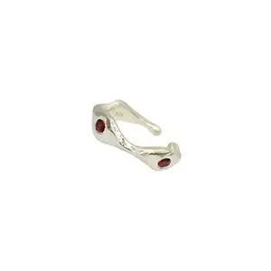 AMY DELSON JEWELRY Red / Silver Chloe Red Garnet Three Stone Sterling Silver Ear Cuff - Red/silver