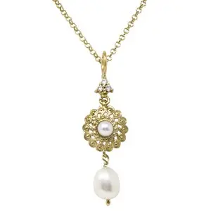 VINTOUCH ITALY White / Gold Filigrana Gold-plated Pearl Necklace - White/gold