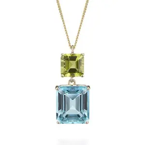AUGUSTINE JEWELS Peridot & Blue Topaz Octagon Gold Pendant - Blue/yellow