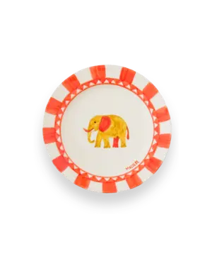 Mojjere Faience Dessert Plate Animal Design Flame - Red