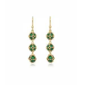 MHART Stacked Caged Malachite Earrings - Gold