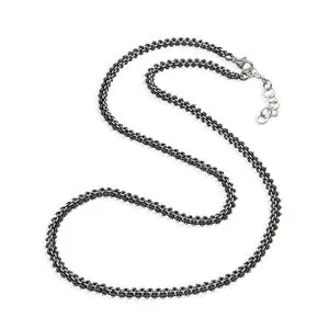 ALTAR™ ORNAMENTS CO. Silver / Grey Pikun Necklace| Oxidised Sterling Silver Textured Flower Link Altar - Silver/grey