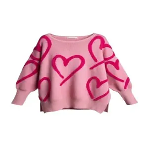 Saachi Whimsical Heart Sweater - Pink