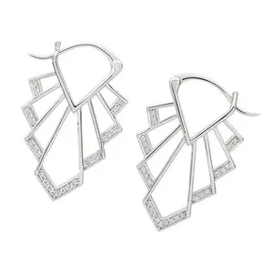 LUCY QUARTERMAINE Solid Sterling Art Deco Chrysler Earrings - Silver