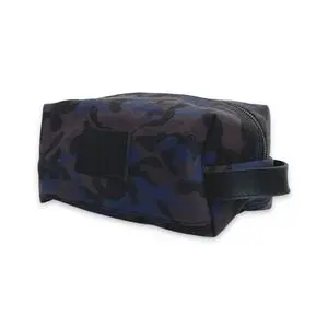 VIDA VIDA Canvas & Leather Wash Bag Camouflage - Blue