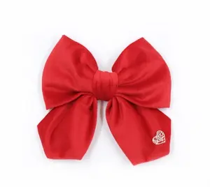 MISS CICCONI Abigail Tomato Velvet Bow Hair Clip Barette - Red