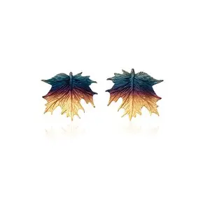 MILOU JEWELRY Multicolor Maple Leaf Earrings - Yellow