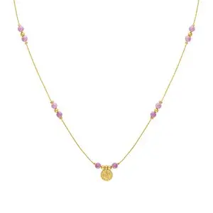 OLIVIA LE Journey Phosphosiderite Beaded Necklace With Coin - Pink