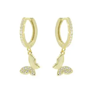KAMARIA Butterfly Crystal Huggie Earrings - Gold