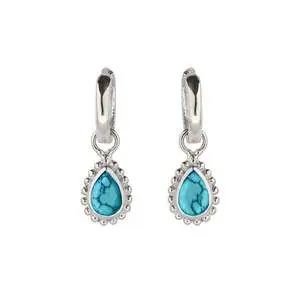 CHARLOTTE'S WEB JEWELLERY Blue / Silver December Birthstone Sterling Silver Huggie Hoops Turquoise - Blue/silver