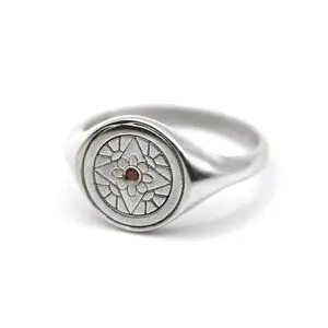 VICSTONENYC FINE JEWELRY Natural Red Diamond Flower Ring - Silver